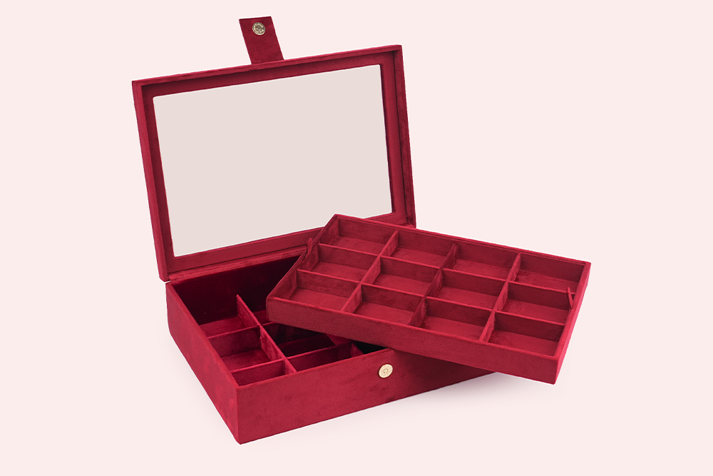 Double decker jewellery box - Maroon – Spruce
