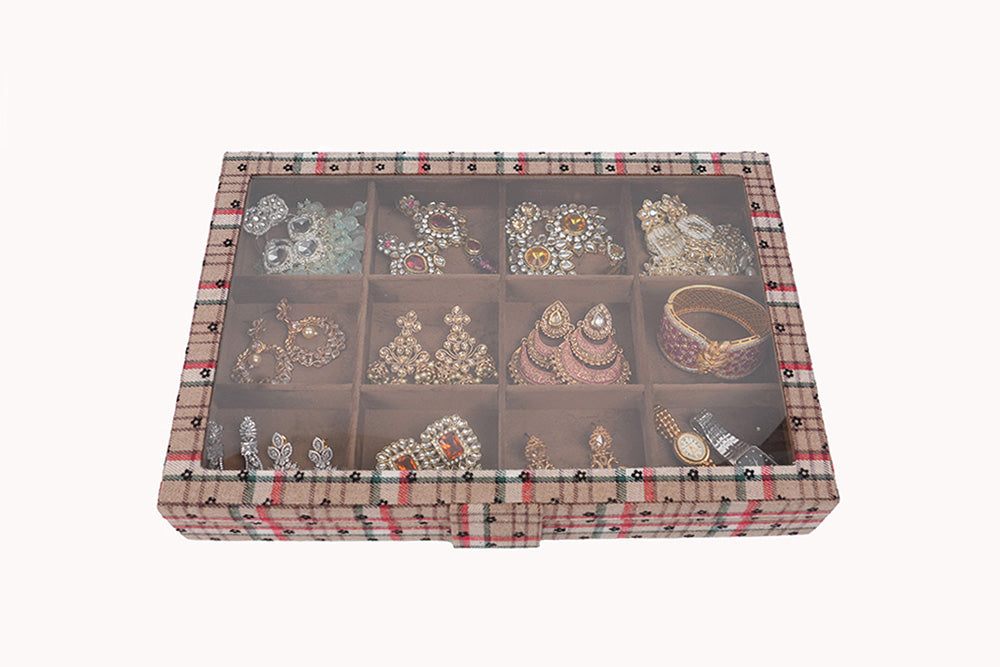 Jewellery Box (12 Partitions) - Checks – Spruce